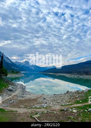 The beautiful Edith Lake along Maligne Road in Jasper National Park in ...