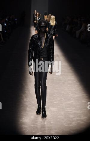 Model Mamuor Majeng walks on the runway at the Casablanca fashion show ...