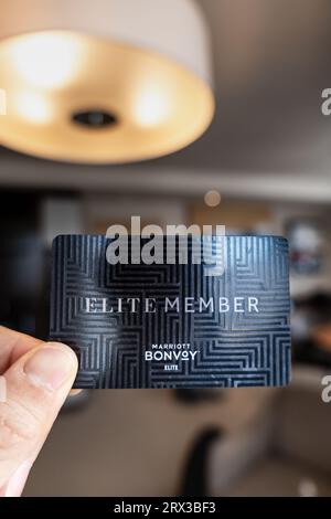 Istanbul, Turkey - 05.04.2023 - Marriott Bonvoy elite member room key ...