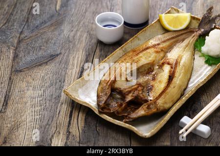 Grilled semi-dried fish (Okhotsk atka mackerel), Japanese traditional ...