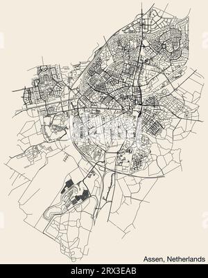 Street roads map of ASSEN, NETHERLANDS Stock Vector Image & Art - Alamy