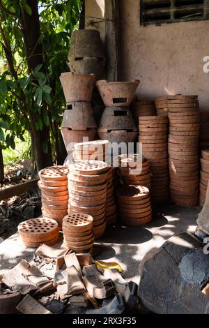 Clay bucket stoves being made by hand in Cambodia Stock Photo - Alamy