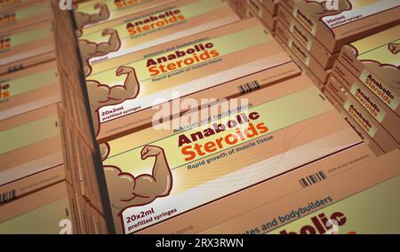 Anabolic steroids tablets box production line. Bodybuilding doping and ...