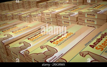 Anabolic steroids tablets box production line. Bodybuilding doping and ...