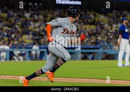 Detroit Tigers right fielder Kerry Carpenter throws in the double hit ...