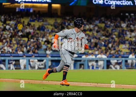 Detroit Tigers' Kerry Carpenter runs after hitting a triple that scored ...