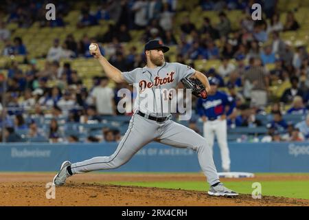 Los Angeles Dodgers' pitcher Will Klein throws a pitch in the eighth ...