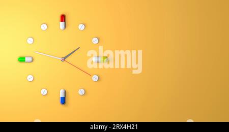 Medication clock, conceptual illustration Stock Photo - Alamy