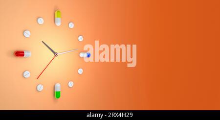 Medication clock, conceptual illustration Stock Photo - Alamy