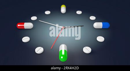 Medication clock, conceptual illustration Stock Photo - Alamy
