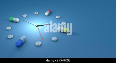 Medication clock, conceptual illustration Stock Photo - Alamy