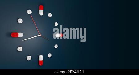 Medication clock, conceptual illustration Stock Photo - Alamy