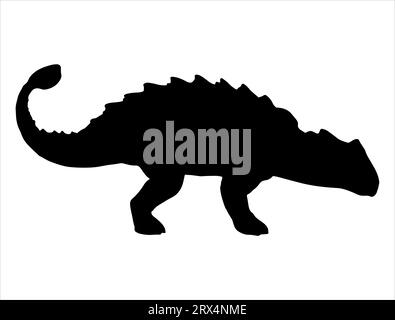 Black and White Ankylosaurus Dinosaur Cartoon Character Vector ...