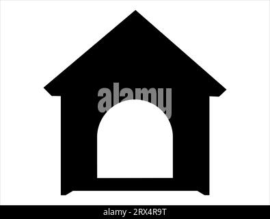 Dog house silhouette vector art white background Stock Vector Image ...