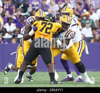 LSU offensive lineman Emery Jones Jr. speaks during a press conference ...