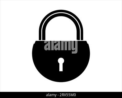 Pad lock silhouette vector art white background Stock Vector Image ...