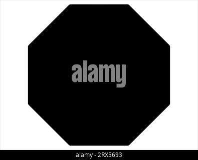 Octagon shape symbol, black and white vector silhouette illustration ...