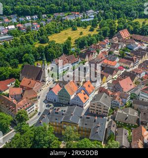 Aerial view to Pappenheim, a beautiful little town in th nature park ...