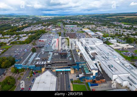 Aerial view of retail park including The Centre Cumbernauld shopping ...