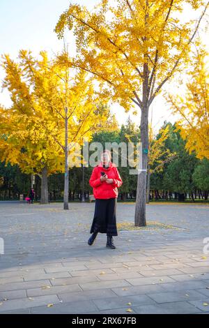 Beijing China, November 4, 2022: The Lady in Red at the Temple of ...