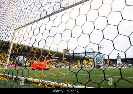 Celtic's Reo Hatate (right) scores his sides first goal during the ...
