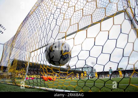 Celtic's Reo Hatate (right) scores his sides first goal during the ...