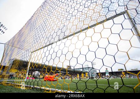 Celtic's Reo Hatate (right) scores his sides first goal during the ...
