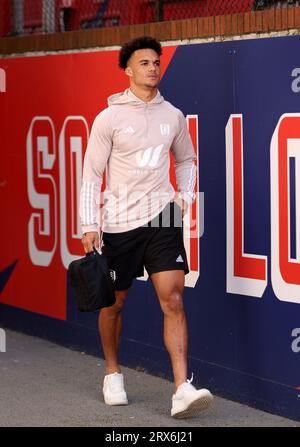 Fulham's Antonee Robinson arrives at the ground ahead of the Premier ...