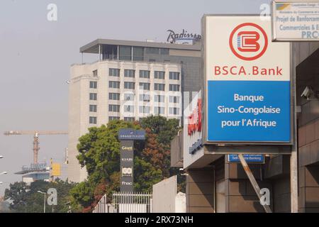 Brazzaville, Republic of the Congo. 21st Sep, 2023. A client enters the ...