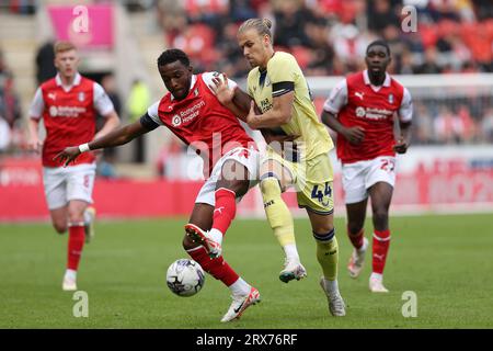 Rotherham United's Sebastian Revan (right) and Leeds United's Archie ...