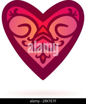 Ornamental heart, Isolated design element, Vector illustration Stock ...