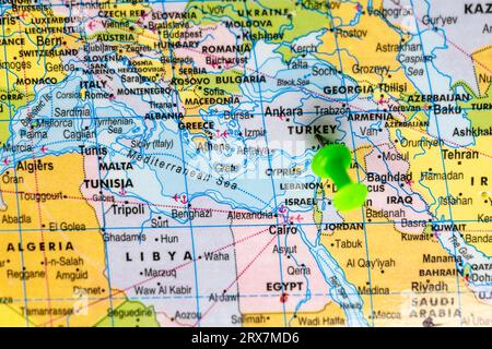 This stock image shows the location of Iran on a world map Stock Photo ...