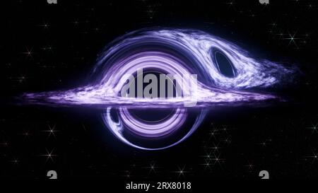 Gravitational Lensing by Two Black Holes in Space - 3D Rendering Stock ...