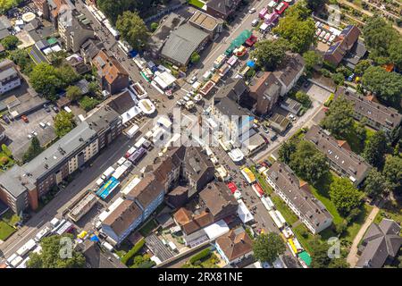 Aerial view, Cranger Kirmes folk festival and rides, Ferris wheel ...
