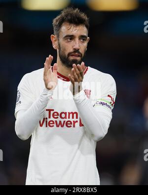 Manchester United's Bruno Fernandes applauds fans during the English ...