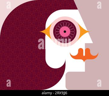 Pop art design of five different people portraits vector illustration ...