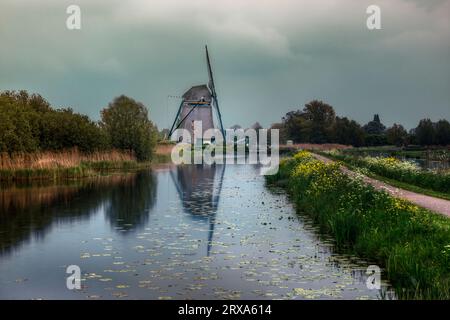 Historic windmill in Hazerswoude Dorp. It is a village in the west of ...
