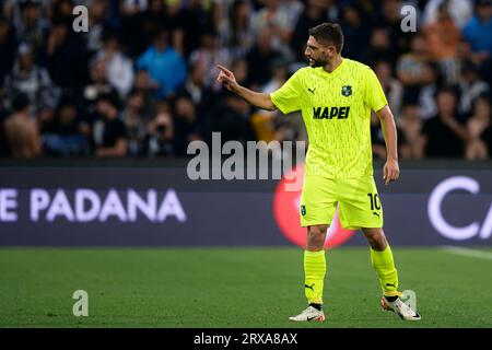 Domenico Berardi of US Sassuolo celebrates after scoring a goal during ...