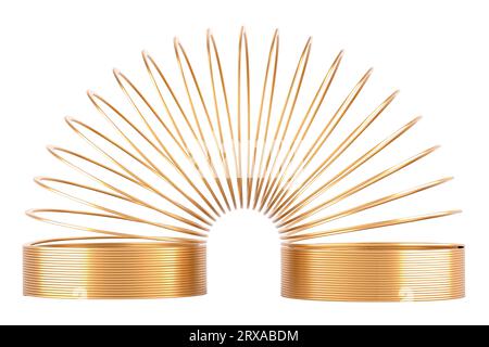Metallic helical spring toy. 3D rendering isolated on white background ...