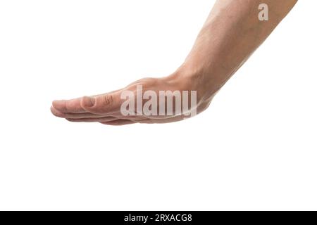 Man hand to protecting something isolated on white background, photo ...