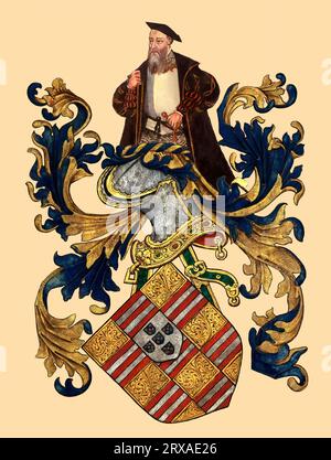 Coat of arms and portrait of Vasco da Gama, c. 1460s – 1524, Portuguese ...
