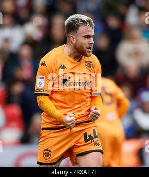 Aaron Connolly of Hull City celebrates his goal making it 4-0 during ...