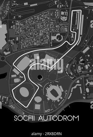 Sochi circuit, Russia. Motorsport race track vector map Stock Vector ...