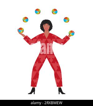 Woman juggling with balls. Multitasking, coordinate. Isolated. Vector illustration Stock Vector ...