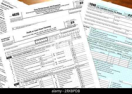 2023 IRS tax forms on a wooden desk top Stock Photo - Alamy