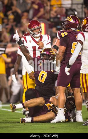 Arizona State wide receiver Jordyn Tyson (0) reacts after defeating ...