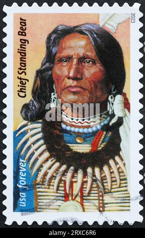 American indian chief Standing bear on postage stamp Stock Photo - Alamy