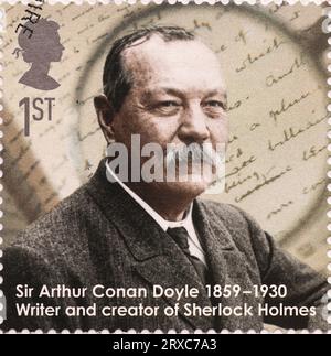 A portrait of Sir Arthur Conan Doyle, the famous British writer known ...