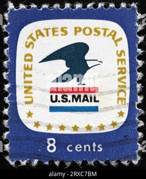 A vintage U.S. Postal Service postage stamp from the USA on a white ...
