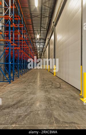 Interior of a large new commercial cold-storage (industrial ...